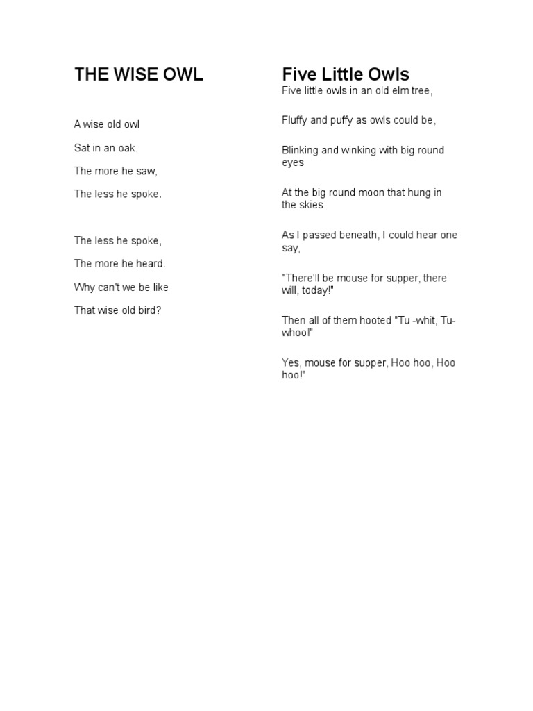 Wise Owl Stories | PDF | Nature