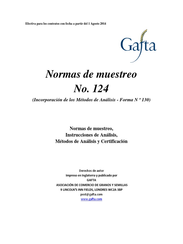 Normas de Muestreo GAFTA 124 | PDF | Negocios (general) | Business