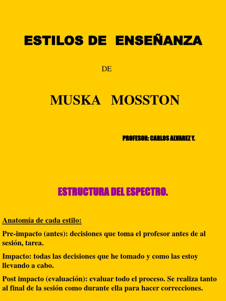 Estilos De Enseñanza: Muska Mosston