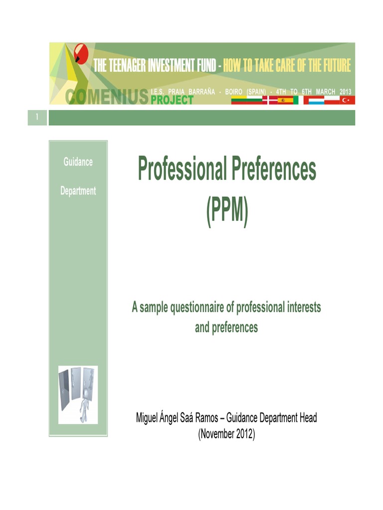 Professional Preferences (PPM) : A Sample Questionnaire of Professional ...
