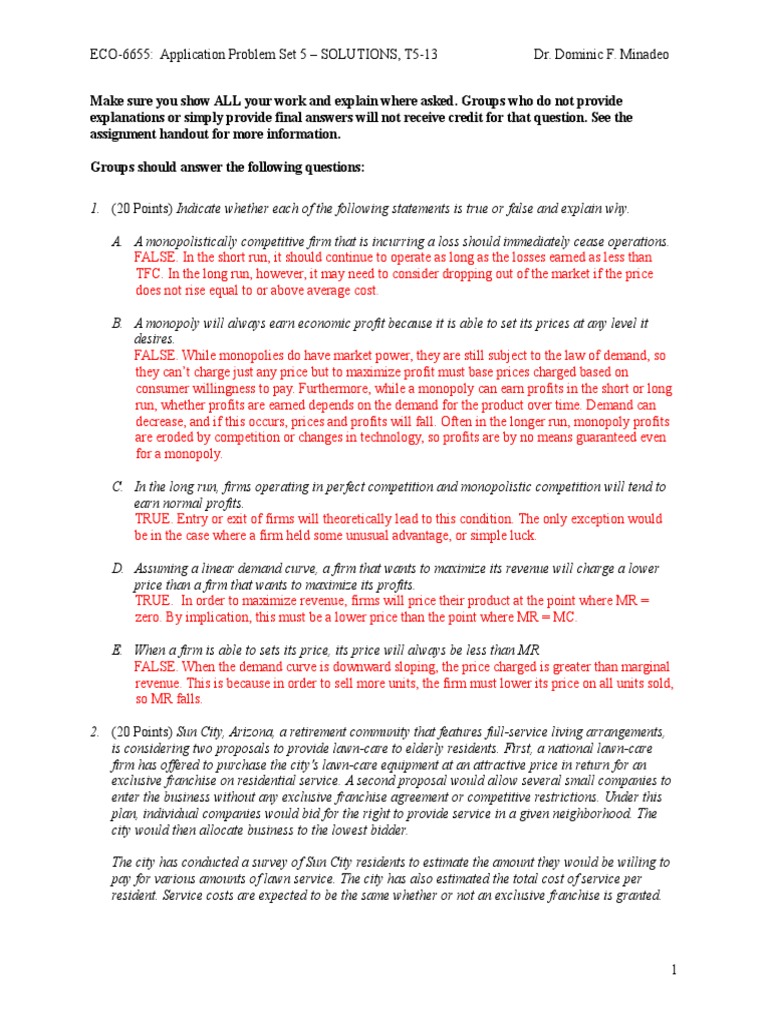 Aps5 - t5 13 Solutions | PDF | Monopoly | Perfect Competition