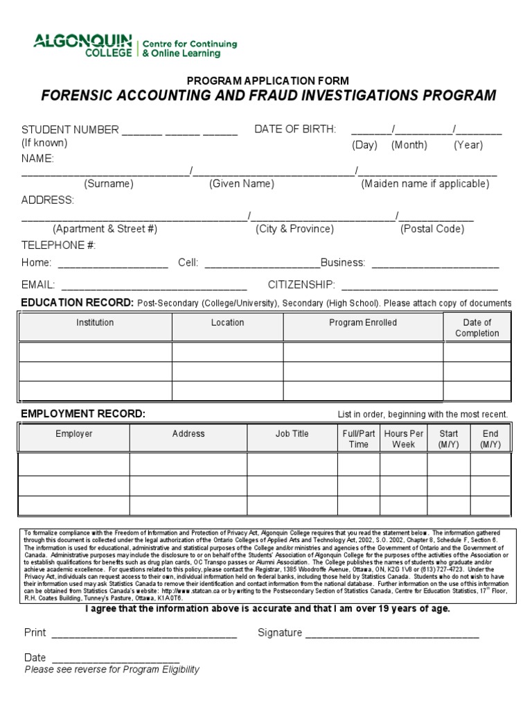 Forensic Accounting Program Form | PDF | Audit | Fraud