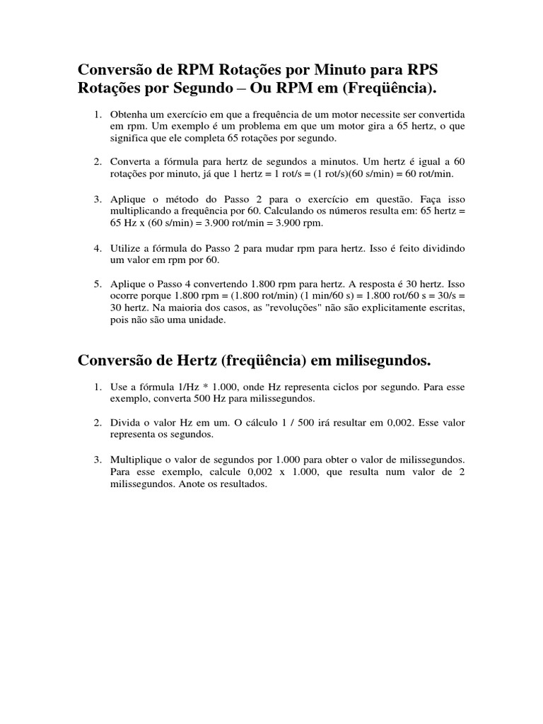 Conversao de RPM para RPS | PDF | Métodos e Materiais de Ensino ...