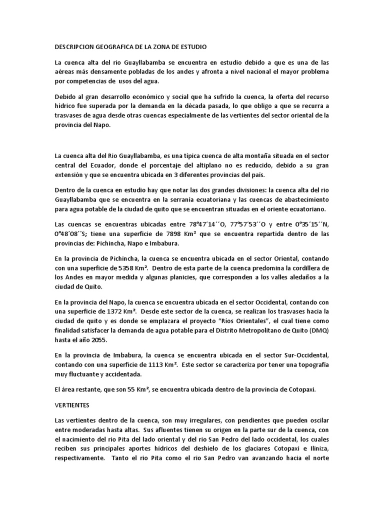 Cuenca Alta del Río Guayllabamba | PDF | Andes | Ecuador