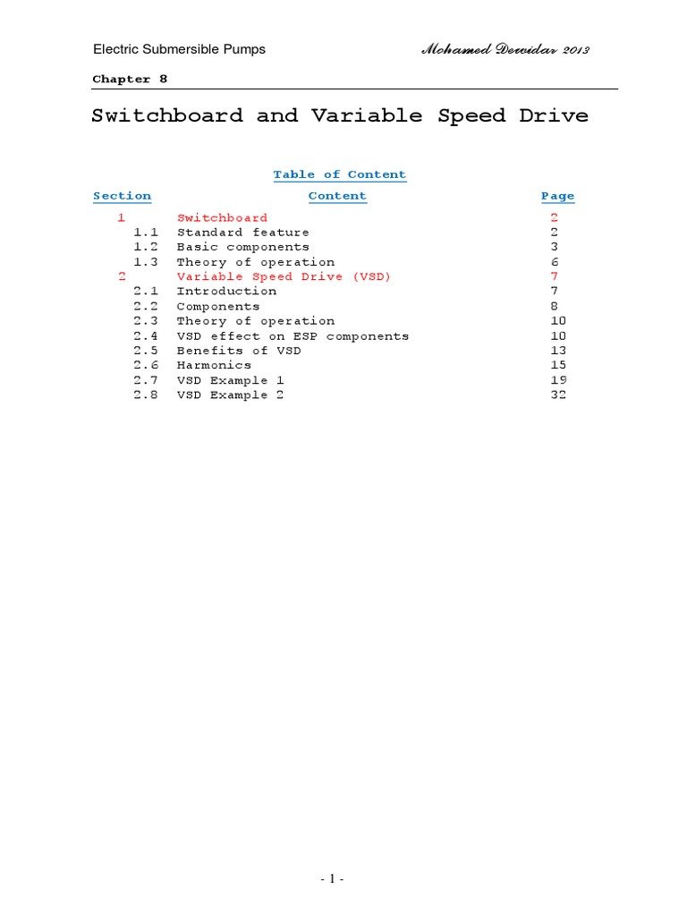 ESP Switchboards & VSD Basics | PDF | Rectifier | Power Inverter