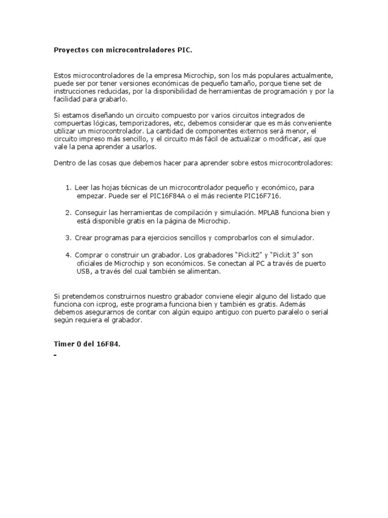 Proyectos Con Microcontroladores PIC | PDF | Microcontrolador ...
