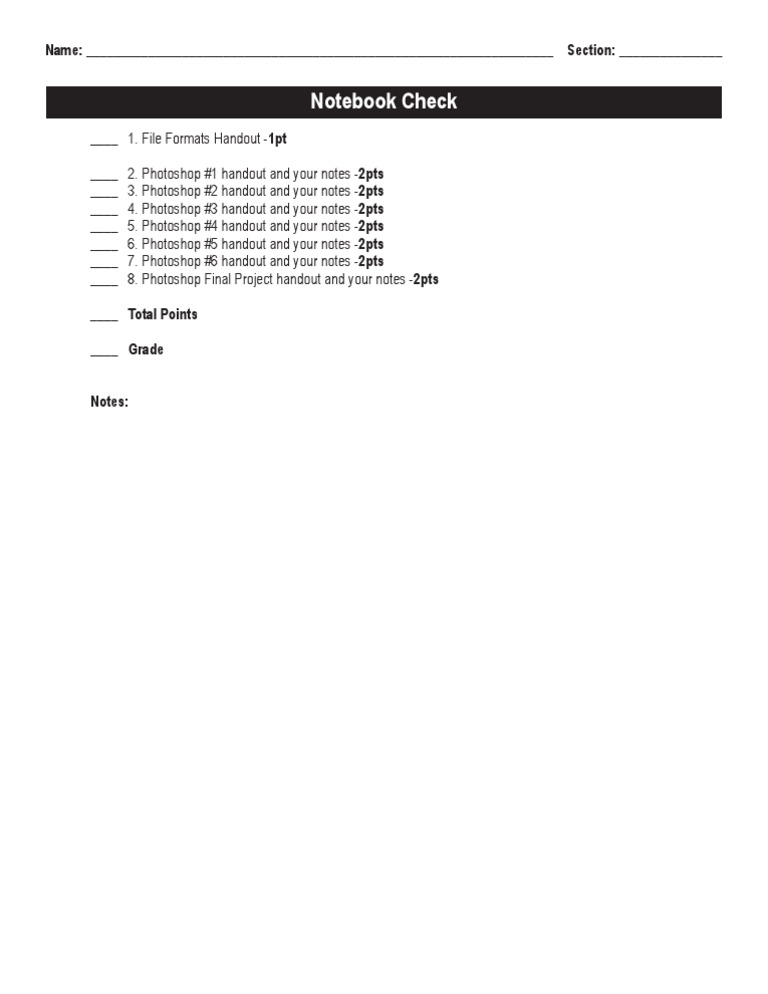Notebook Check and Grading Criteria | PDF