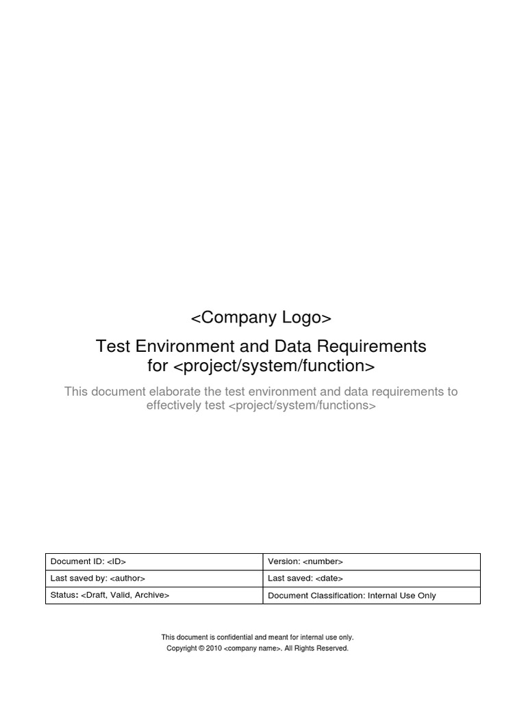 17 Test Environment and Data Requirements Template | PDF | Software ...