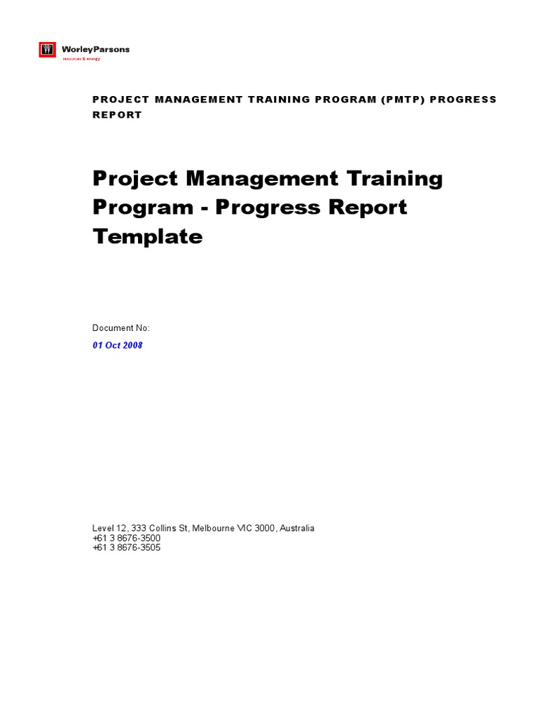 Project Management Training - Progress Report Template Rev 0 | PDF ...