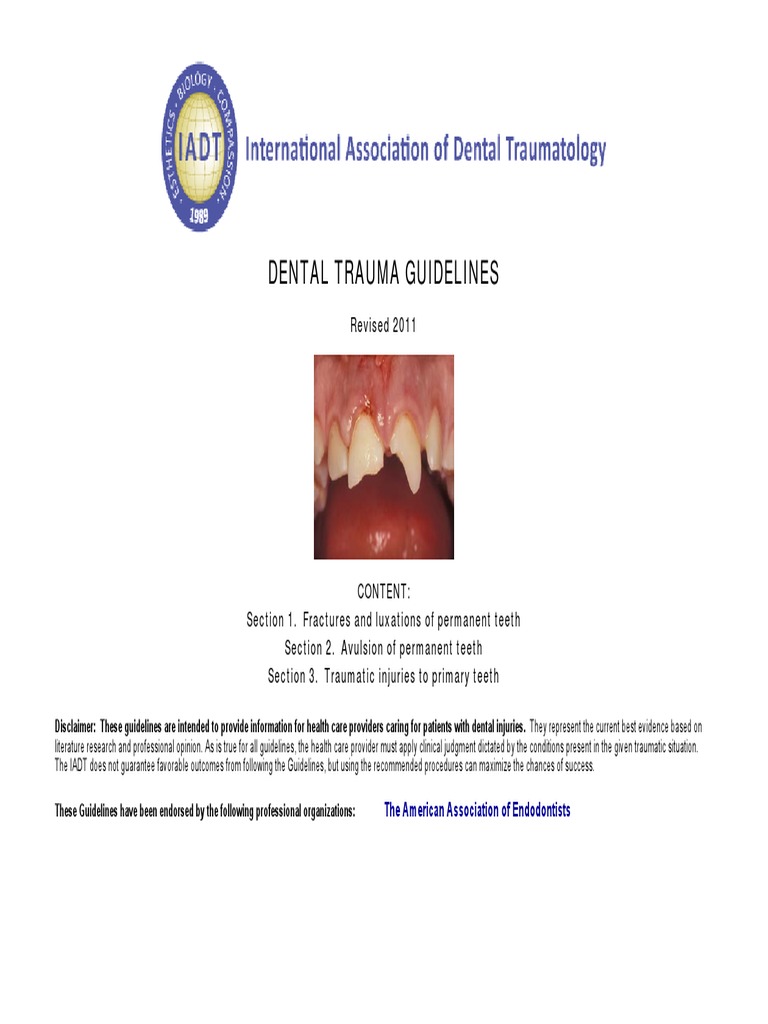 Dental Trauma Guidelines | PDF | Tooth Enamel | Dental Anatomy