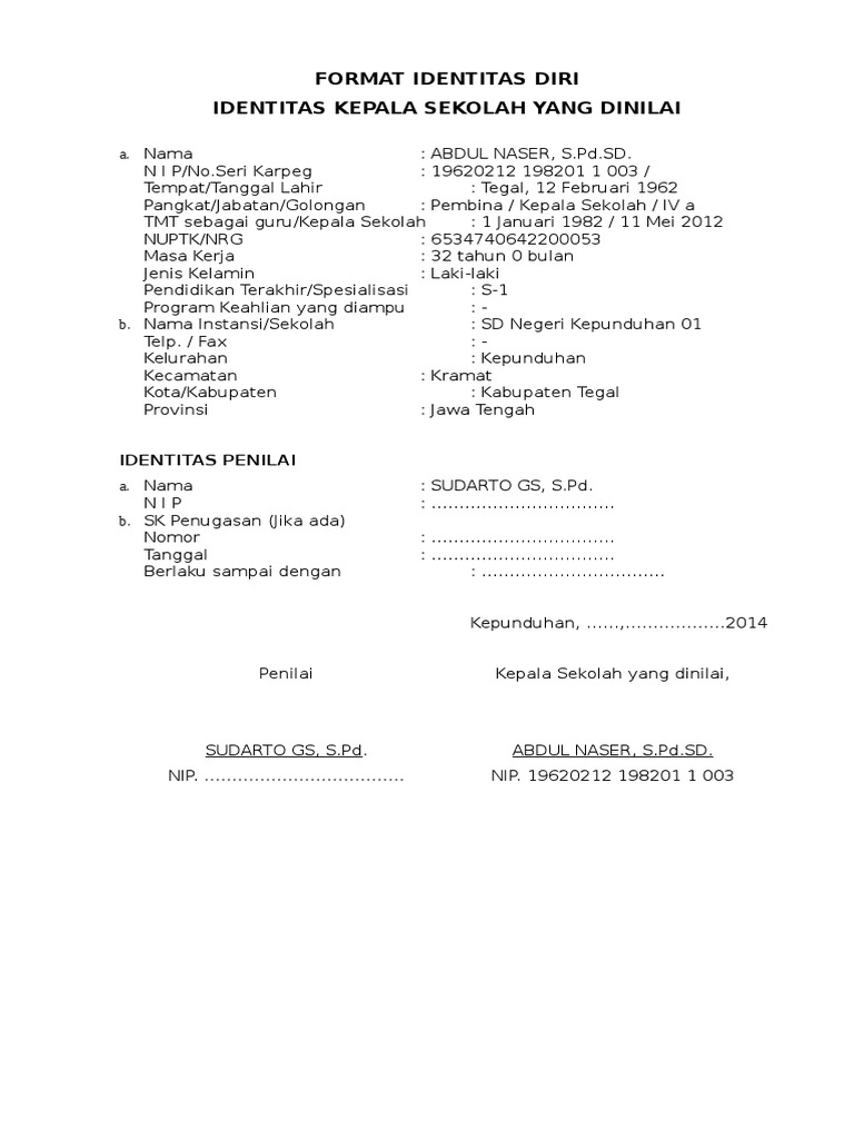 Format Identitas Diri | PDF | Karier & Perkembangan | Olahraga & Rekreasi