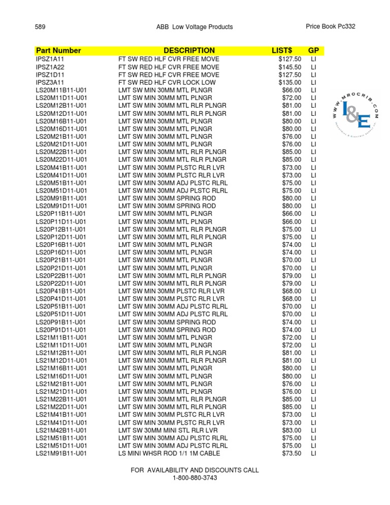 ABB Price Book 589 | PDF