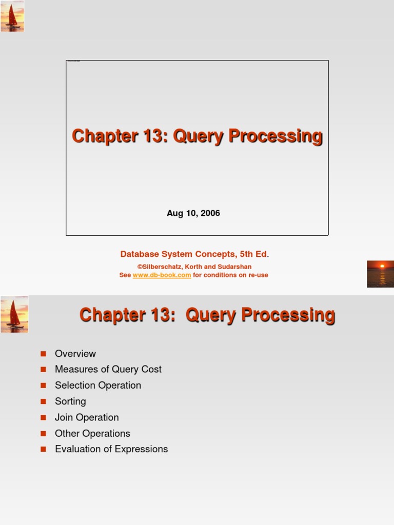 Chapter 13: Query Processing: Database System Concepts, 5th Ed | PDF | Database Index | Data Buffer