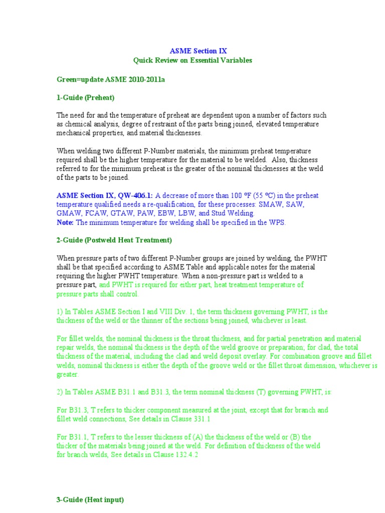 Highlights On ASME Essential Variables | PDF | Welding | Construction