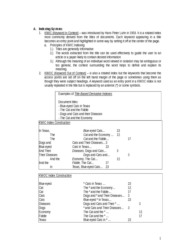 Indexing Notes | PDF | Reference Works | Information Retrieval
