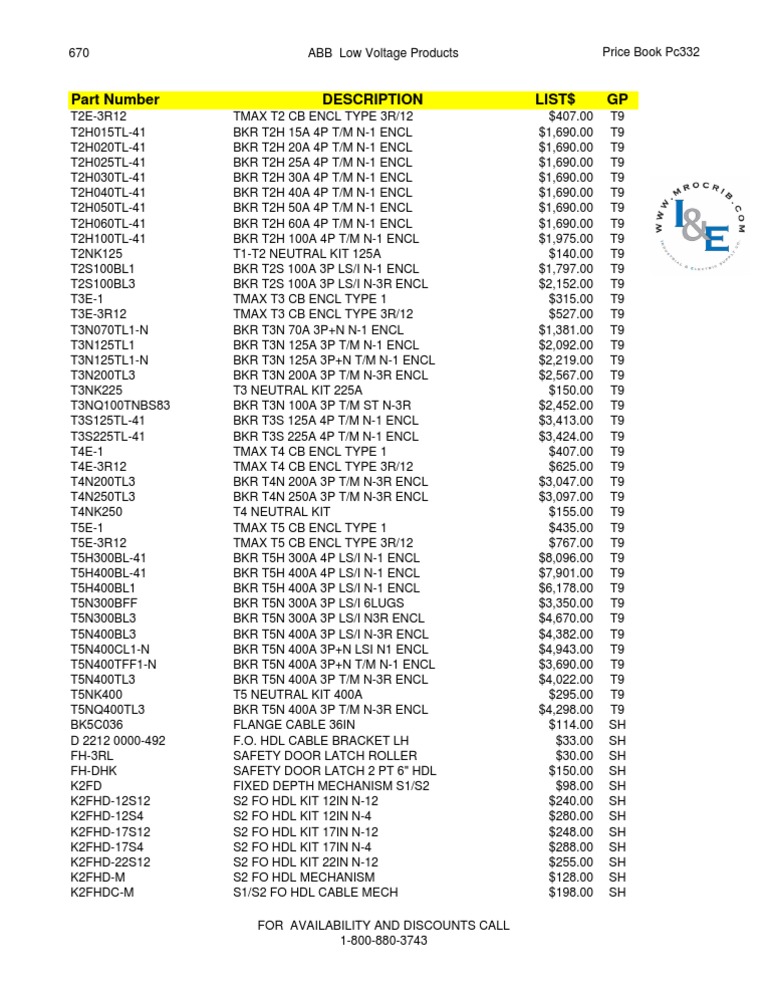 ABB Price Book 670 | PDF