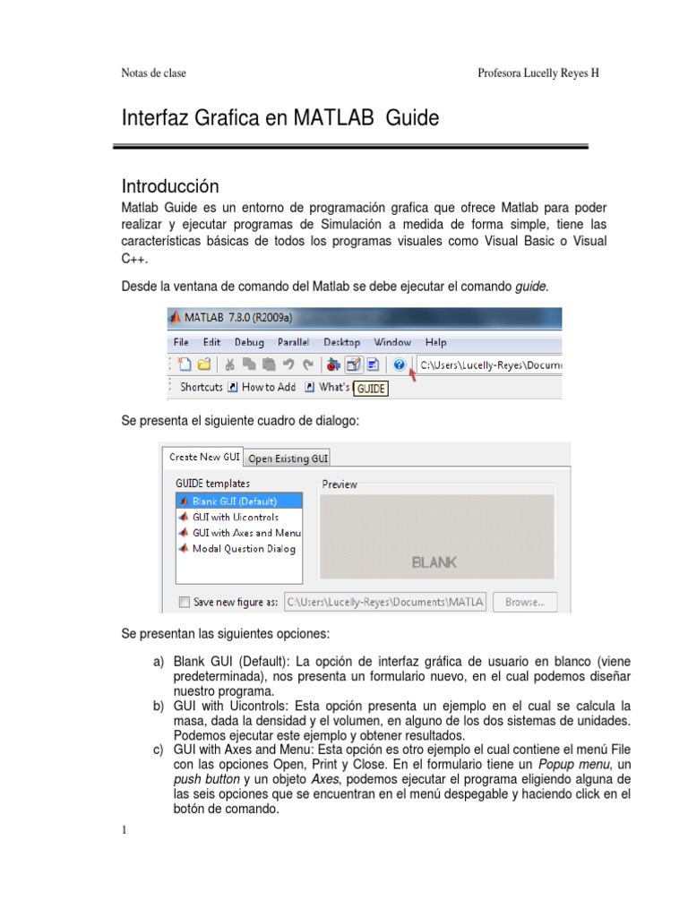 2012 - Interfaz Grafica en Guide Matlab | PDF | Interfaces gráficas de ...