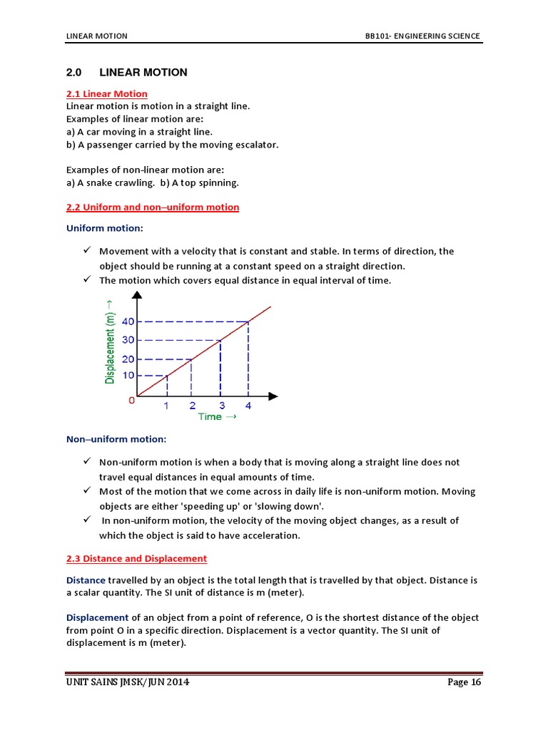 DBS1012Chapter 2 Linear Motion | PDF | Acceleration | Velocity