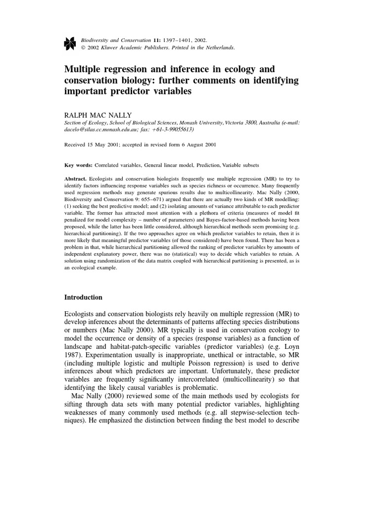 Multiple Regression in CB | PDF | Multicollinearity | Regression Analysis