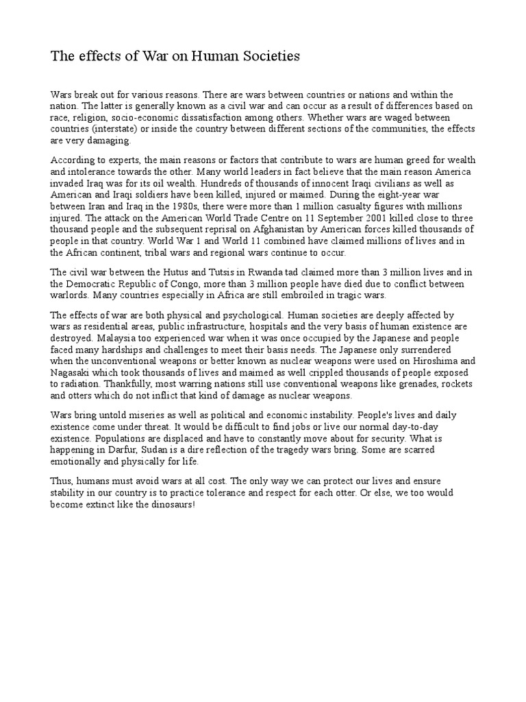 Effects of War On Human Societies | PDF | International Security ...
