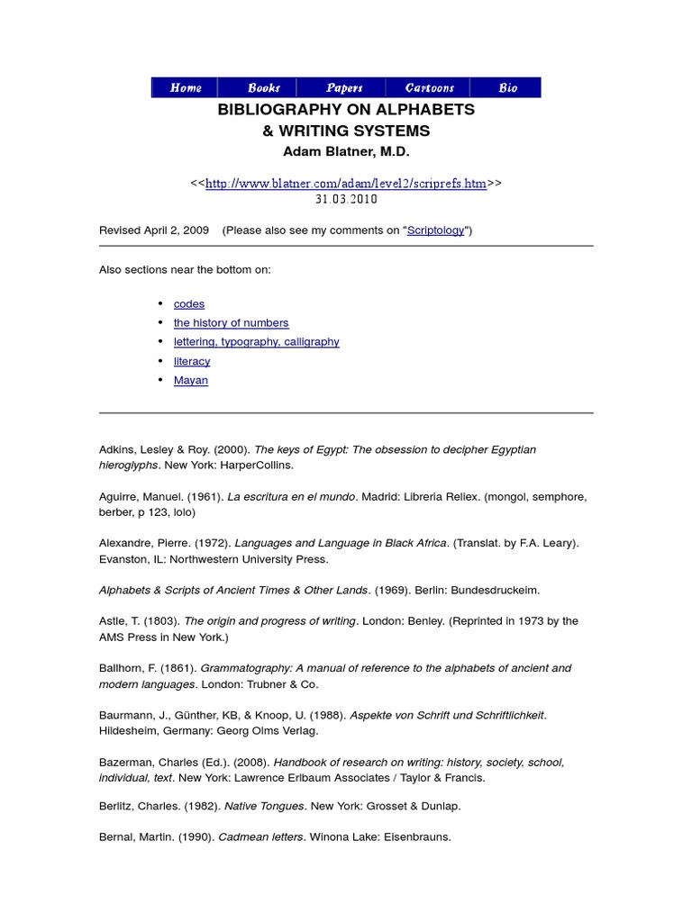 Bibliography On Alphabets & Writing Systems | PDF | Calligraphy ...