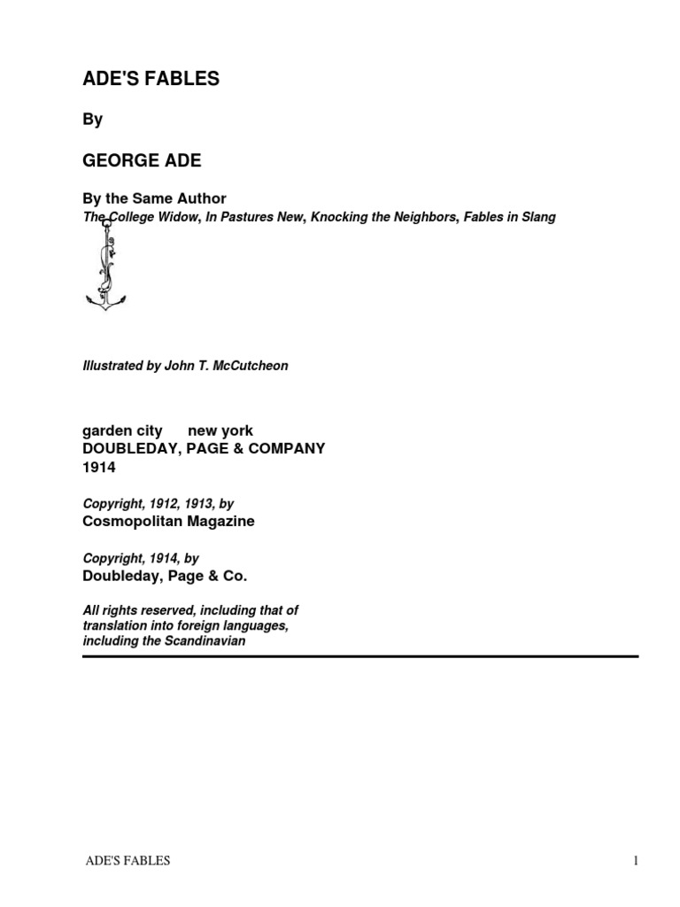 Ade's Fables by Ade, George, 1866-1944 | PDF | Travel | Young Adult