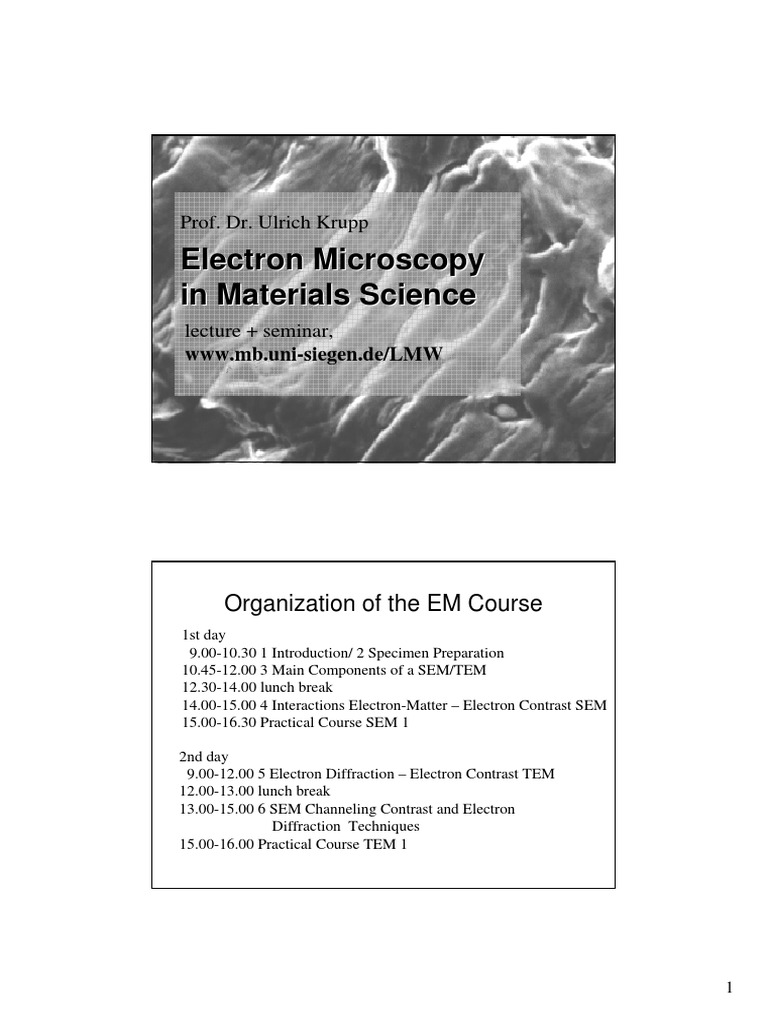 Electron Microscopy in Material Science | PDF | Science & Mathematics