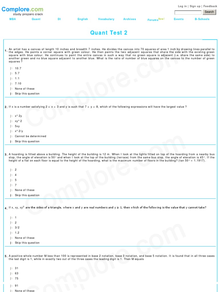 CAT Quant Test 2 | Equations | Elementary Mathematics