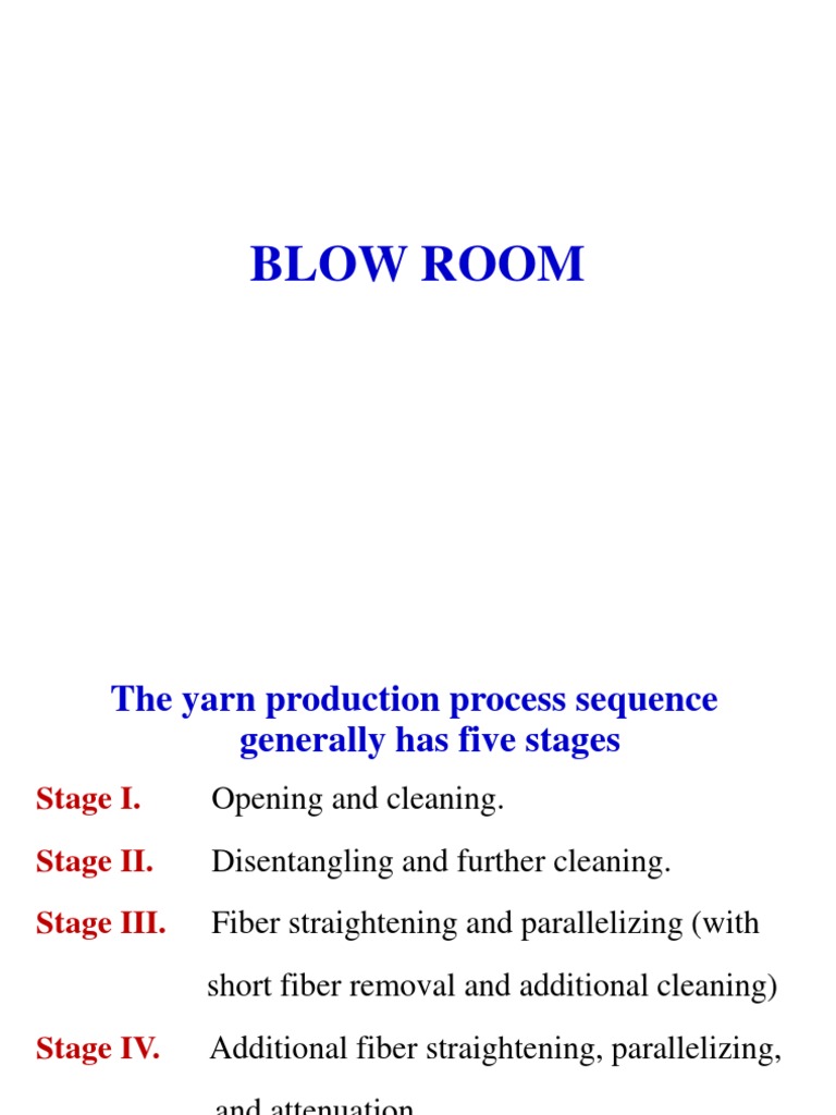 Blow Room | PDF | Spinning (Textiles) | Yarn