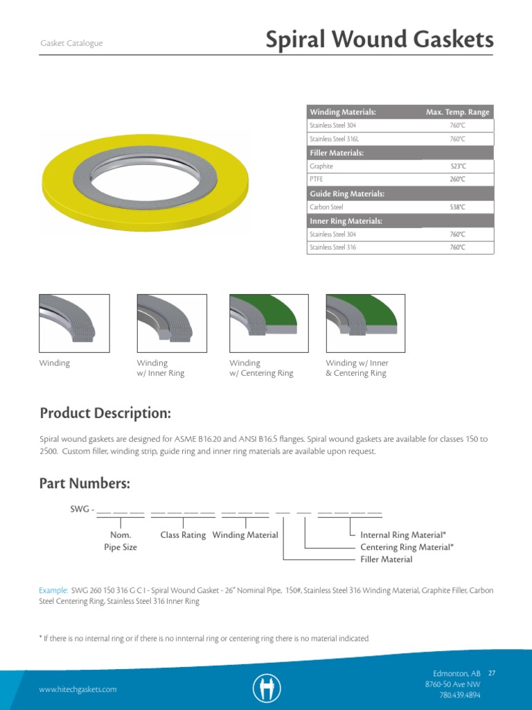 Spiral Wound Gaskets | PDF | Pipe (Fluid Conveyance) | Building Engineering
