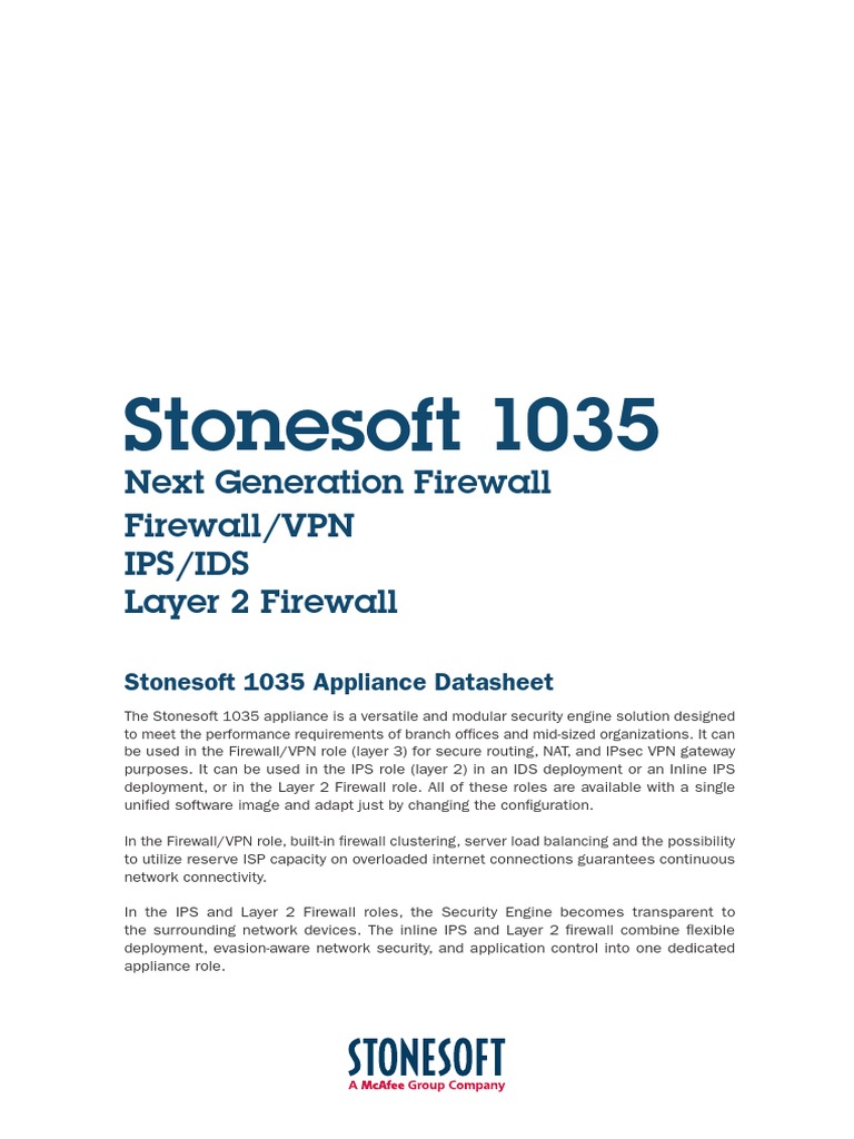 Stonesoft 1035 | PDF | Firewall (Computing) | Virtual Private Network