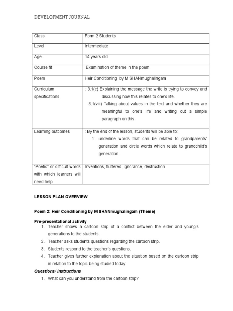 Heir Conditioning Lesson Plan | PDF