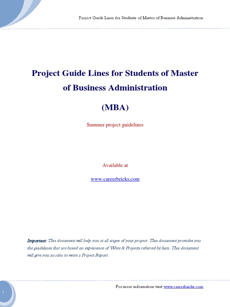 MBA Project Report Format Guide Lines | PDF | Survey Methodology ...