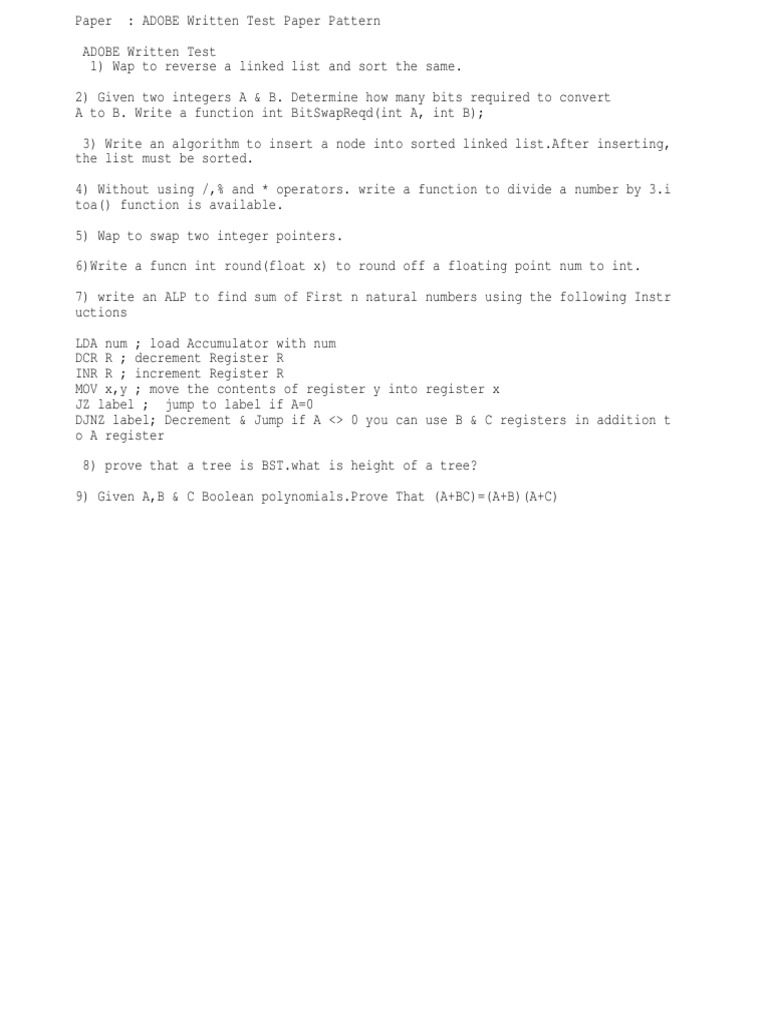 Programming Questions | PDF | Computers