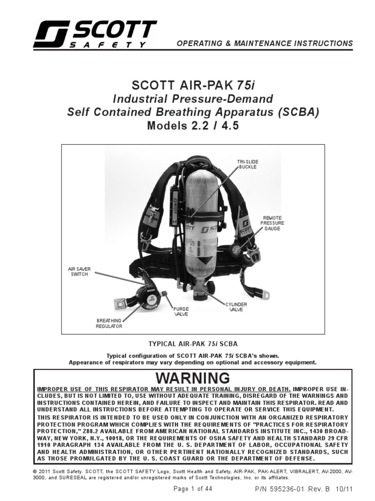 Manual: SCOTT AIR-PAK 75i | PDF | Personal Protective Equipment | Gases