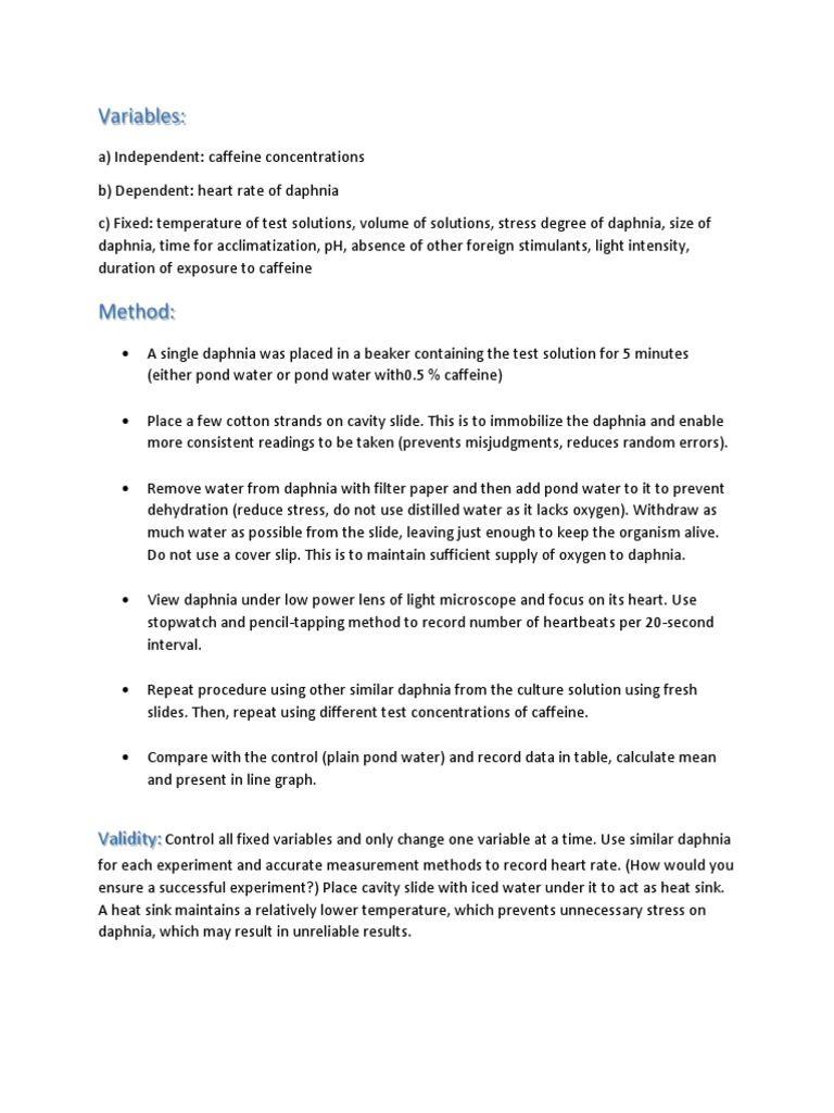 Daphnia Practical | PDF | Heart Rate | Experiment