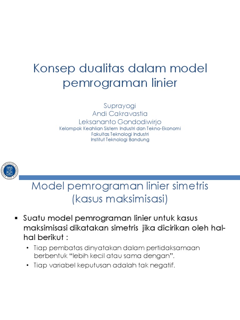 11 Konsep Dualitas Dalam Model Pemrograman Linier | PDF