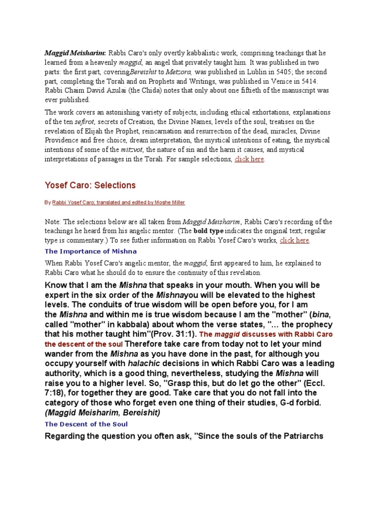 Maggid Meisharim | PDF | Jews And Judaism | Semitic Words And Phrases