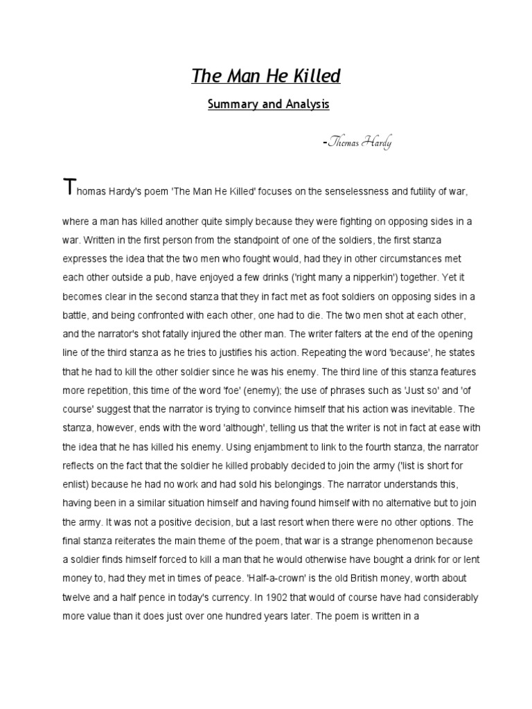 THE MAN HE KILLED | Poetry