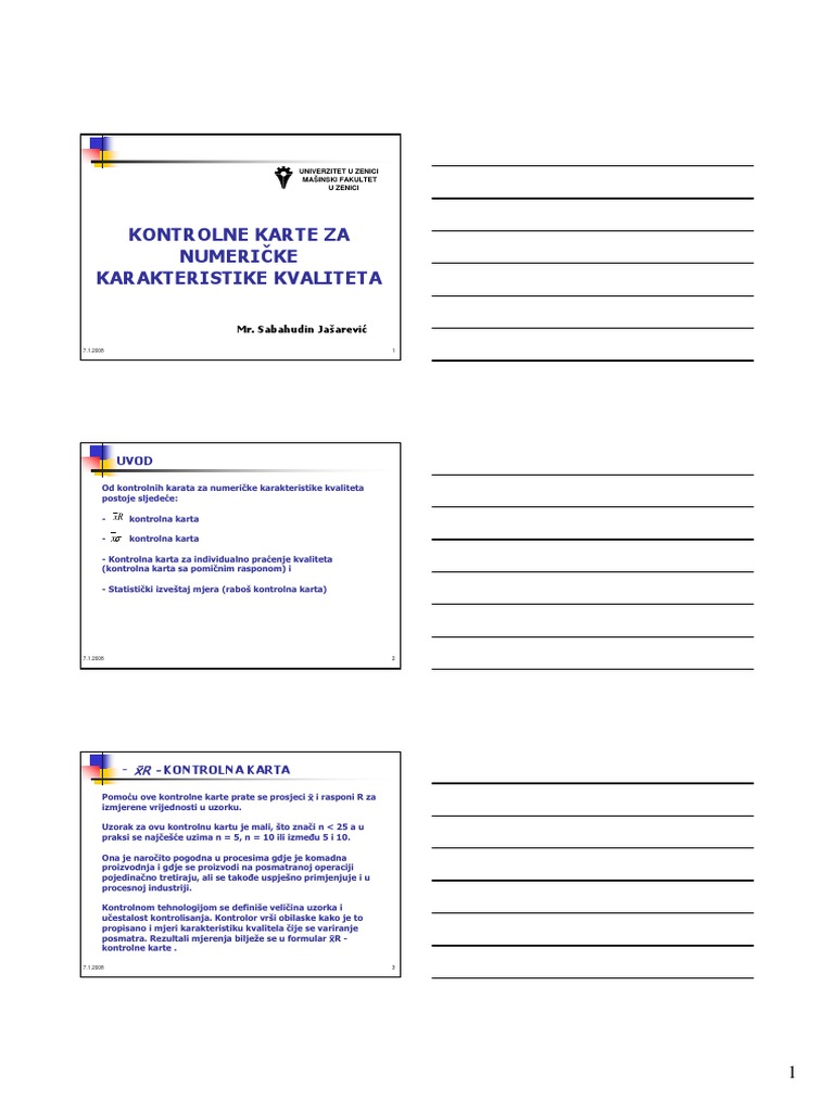 Kontrolne Karte Za Numericke | PDF