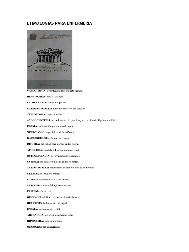 Etimologias Enfermeria | PDF | Sangre | Especialidades Medicas