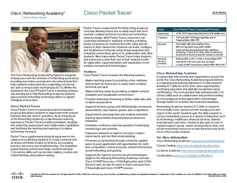 Cisco Packet Tracer: Features Cisco Networking Academy | PDF | Cisco ...