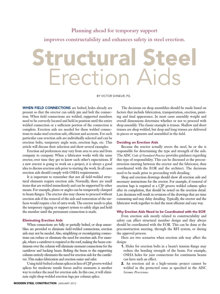 Struc Steel Erection Aids | PDF | Structural Steel | Truss