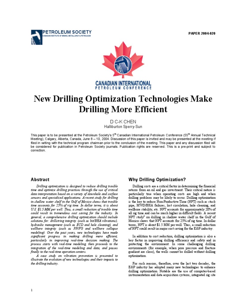 Drilling Optimization Technologies | PDF | Drilling Rig | Oil Well