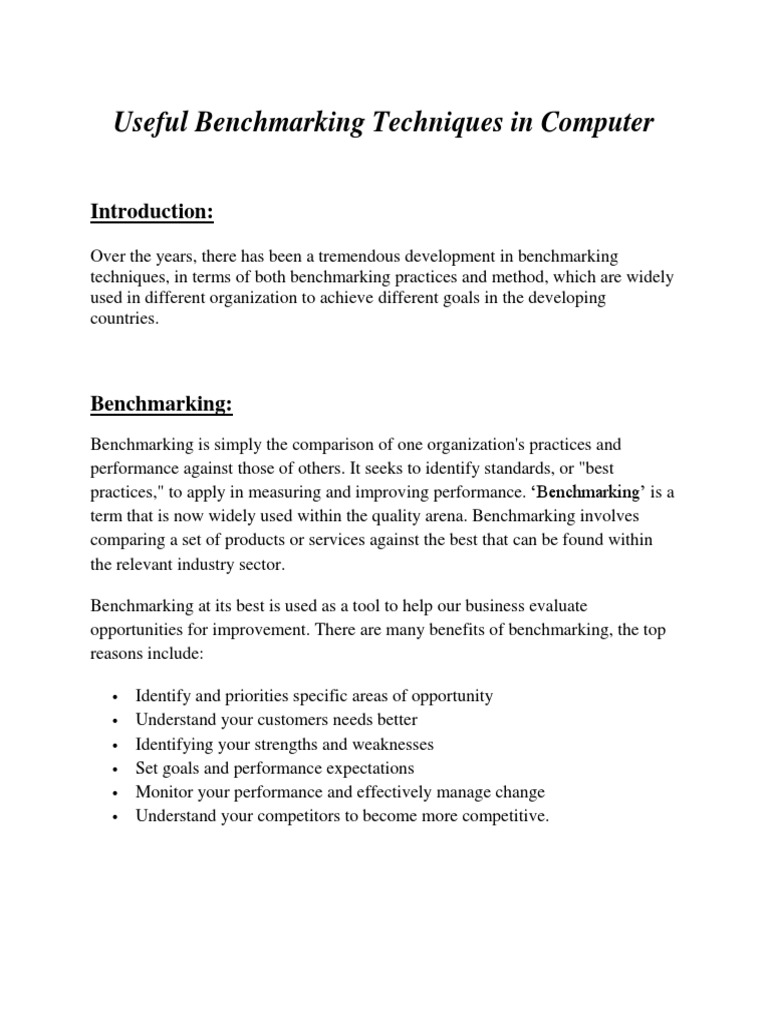 Useful Benchmarking Techniques in Computer | PDF | Benchmark (Computing ...