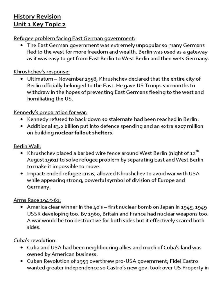 History Revision - Unit 1 Topic 2 | PDF | Politics