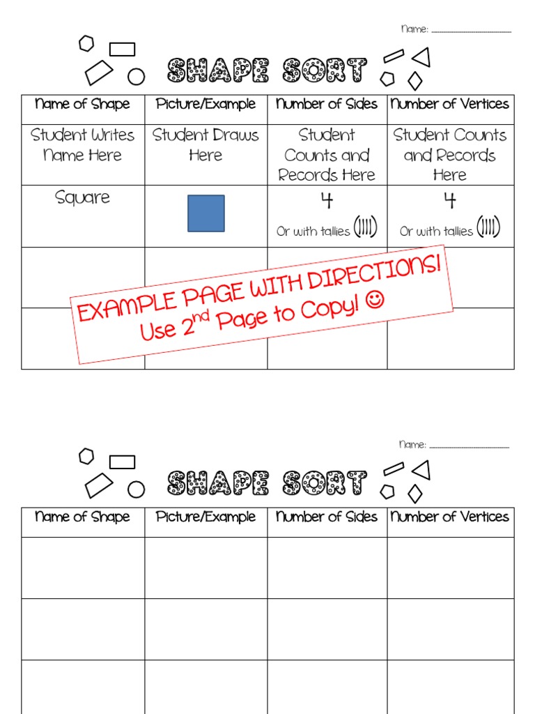 Shape Sort Activity for Students | PDF