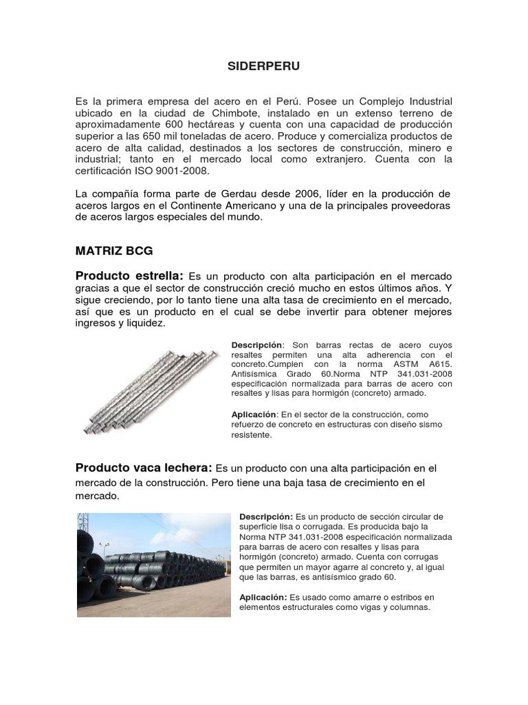 SIDERPERU: Líder en Acero en Perú | PDF | Acero | Acero estructural