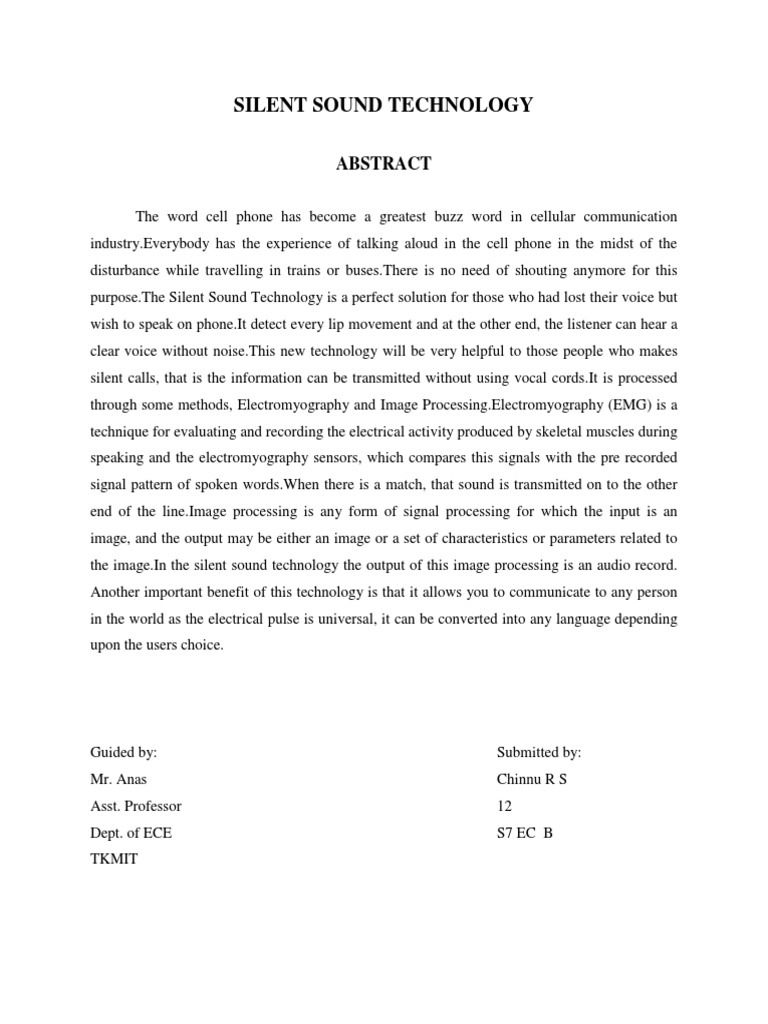 Silent Sound Technology Abstract | PDF