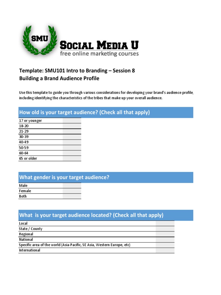 Audience Profile Building Template | PDF | Target Audience | Brand